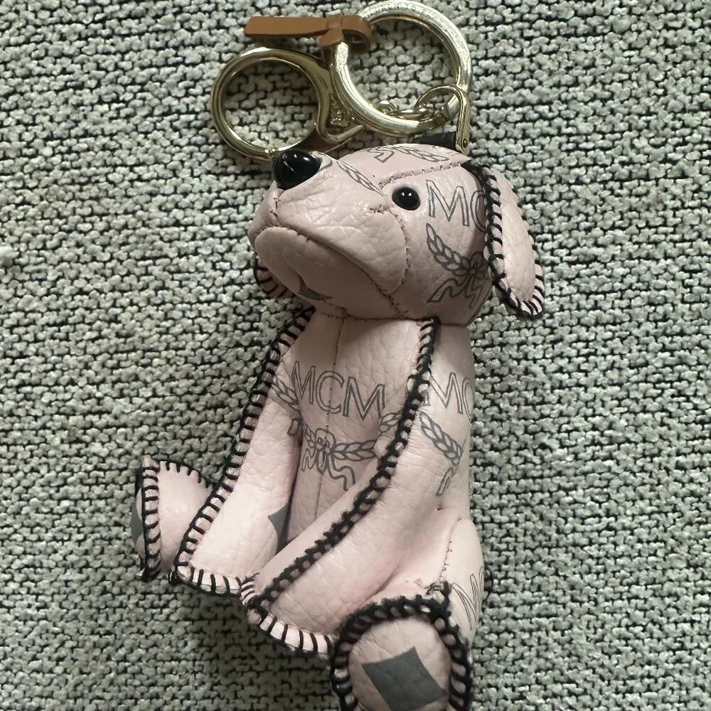 MCM | Bags | Mcm Pink Dog Leather Bag Charm Keychain New | Poshmark